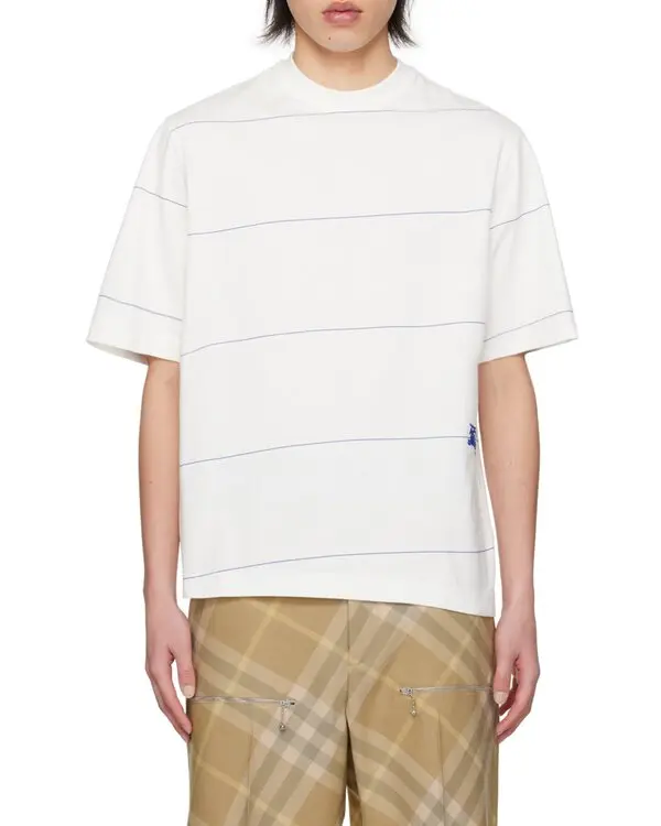 Burberry Logo Embroidered Striped T-shirt - Rain