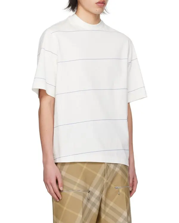 Burberry Logo Embroidered Striped T-shirt - Rain
