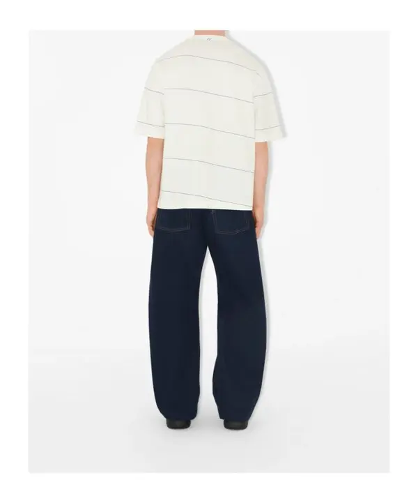 Burberry Logo Embroidered Striped T-shirt - Rain