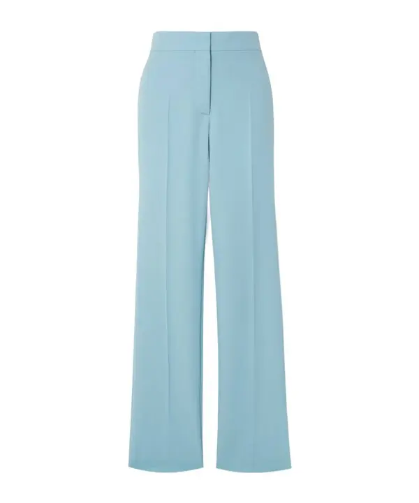 Stella McCartney Pleated Wool Straight-leg Trousers - Light Blue