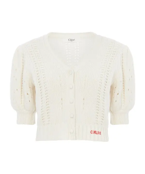 Chloé Puff-sleeved Knit Cardigan - Multicolor