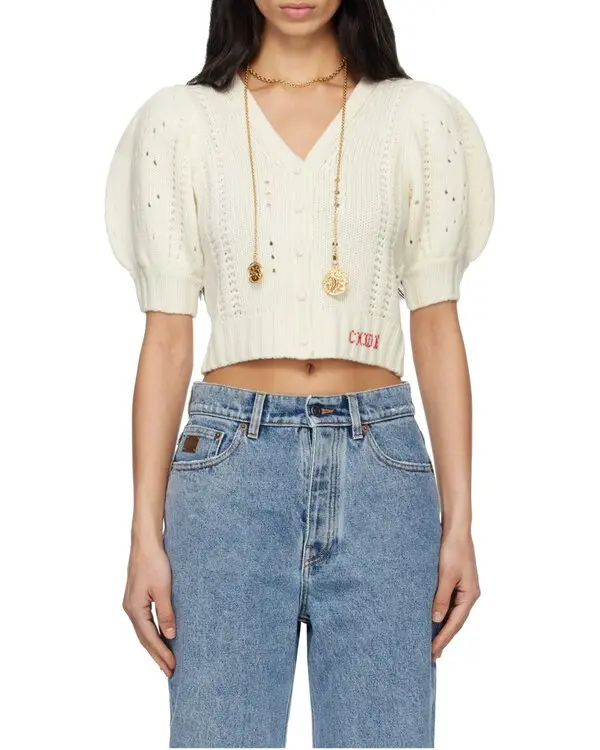Chloé Puff Sleeve Knit Cardigan