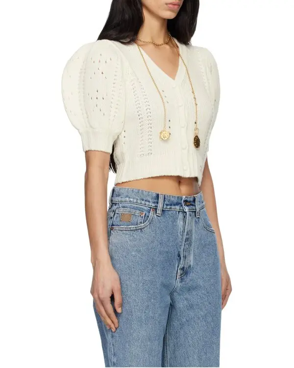 Chloé Puff Sleeve Knit Cardigan