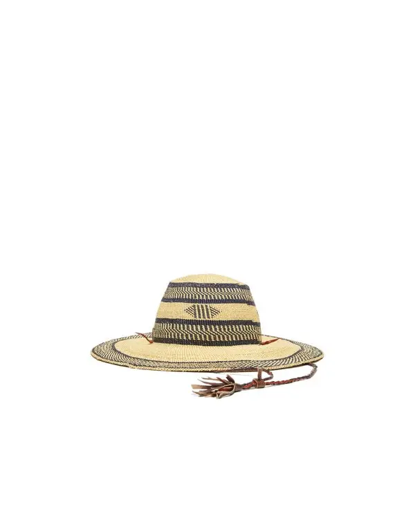 Max Mara Wide Brim Straw Hat With Emblem Detail