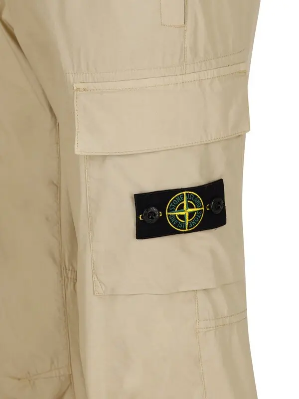 Stone Island Compass-motif Cotton Trousers - Beige