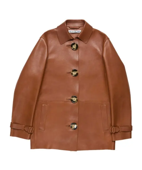 Acne Studios Single-breasted Leather Coat - Brown