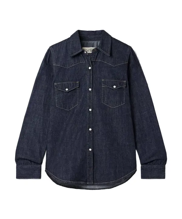 NILI LOTAN Long-sleeved Denim Shirt