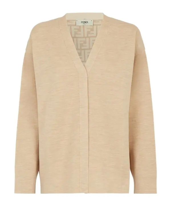 Fendi V-neck Cardigan With Ff Pattern Lining - No