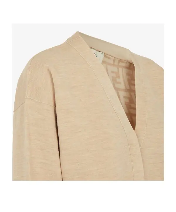Fendi V-neck Cardigan With Ff Pattern Lining