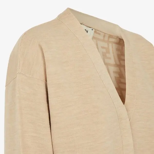Fendi V-neck Cardigan With Ff Pattern Lining