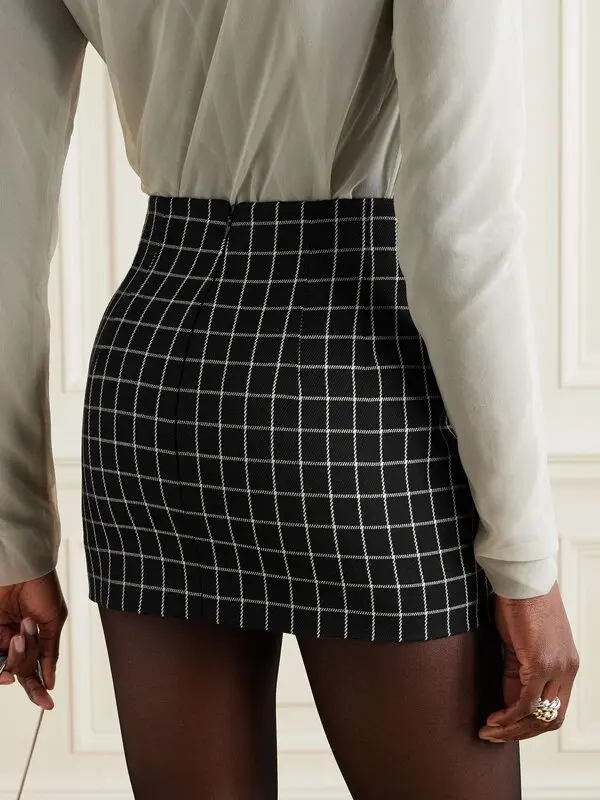 Wardrobe.NYC Checked Mini Skirt - Black