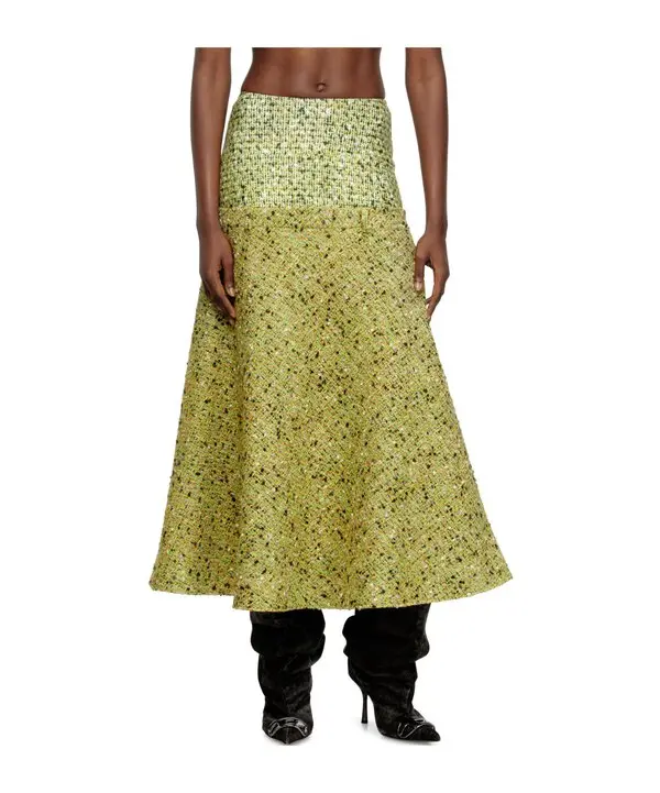 DIESEL® Tweed Textured Flared Midi Skirt