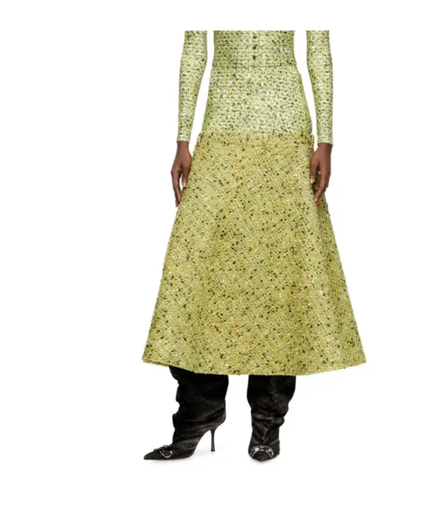 DIESEL® Tweed Textured Flared Midi Skirt