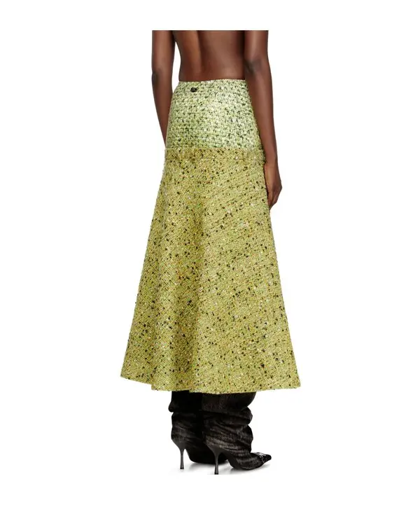 DIESEL® Tweed Textured Flared Midi Skirt