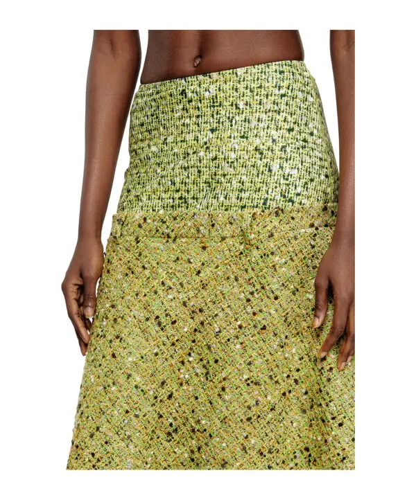 DIESEL® Tweed Textured Flared Midi Skirt