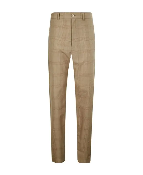 LEMAIRE Straight-leg Checked Wool Pants - Brown