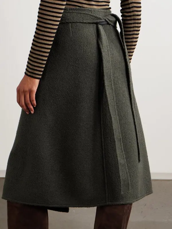 Proenza Schouler Bodhi Wool-blend Bouclé-twill Midi Wrap Skirt - Black
