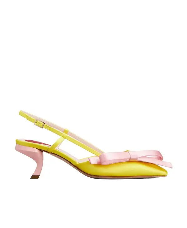 ROGER VIVIER Virgule Bow Slingback Pumps In Satin