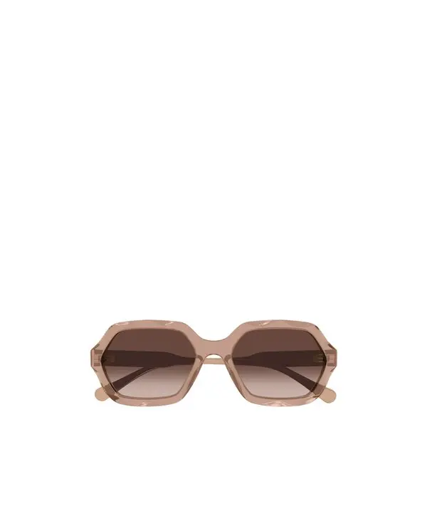 Chloé Geometric Oval Frame Sunglasses - Nude