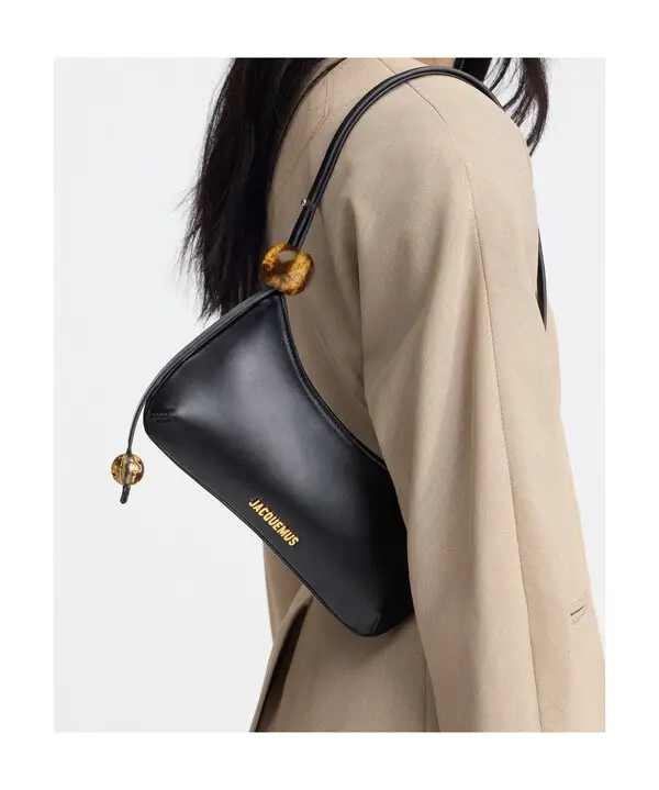 Jacquemus Bisou Perle Logo Plaque Shoulder Bag - Black