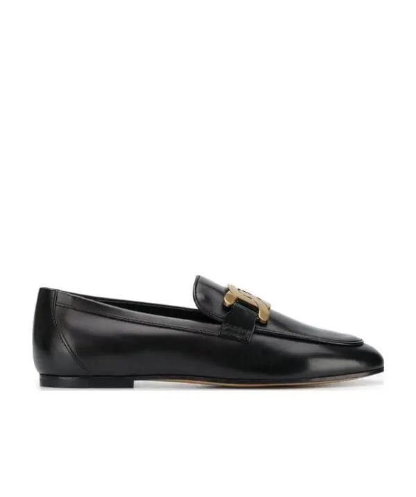 TOD'S Kate Loafers With Logo Plaque - Black