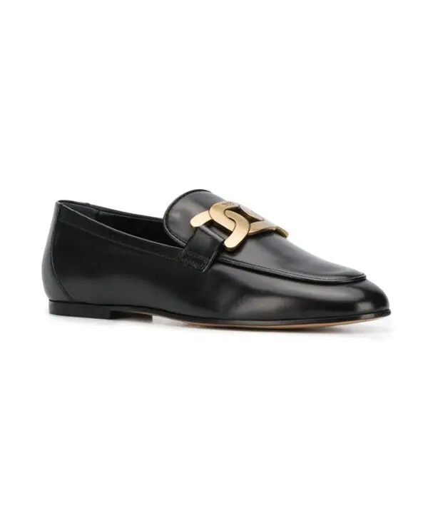 TOD'S Kate Loafers With Logo Plaque - Black