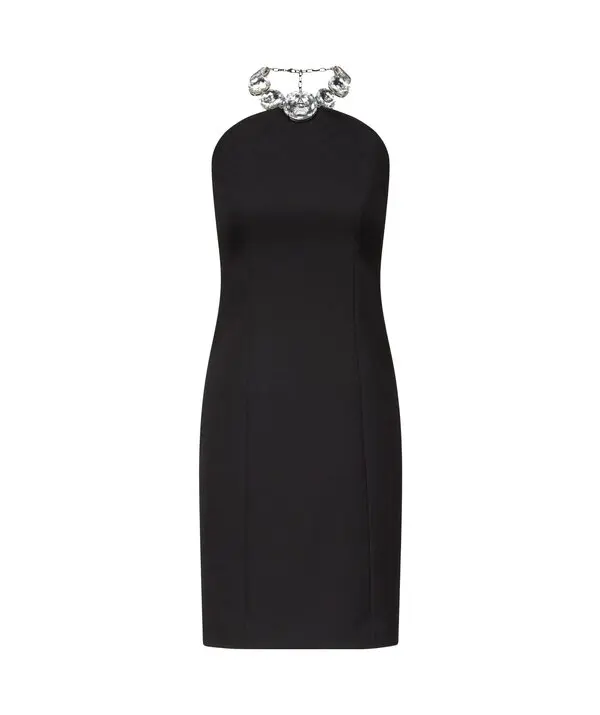 AREA Crystal-embellished Halter Dress