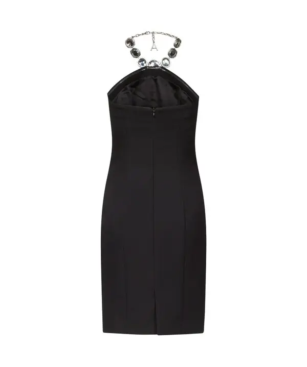 AREA Crystal-embellished Halter Dress