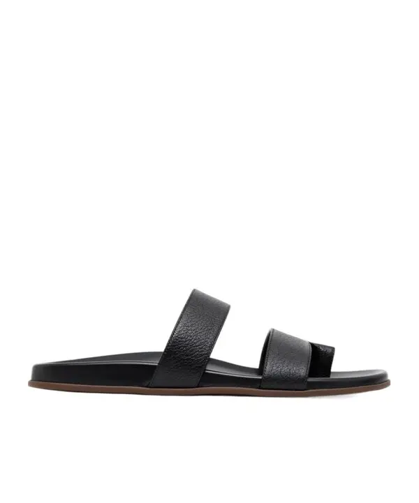 THE ROW Open Toe Slingback Slippers - Black
