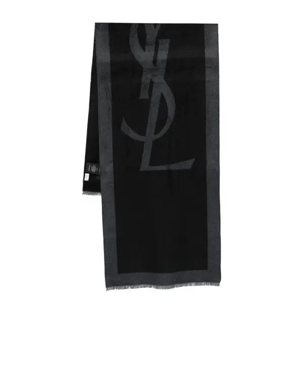Saint Laurent Logo-jacquard Silk Scarf - Black