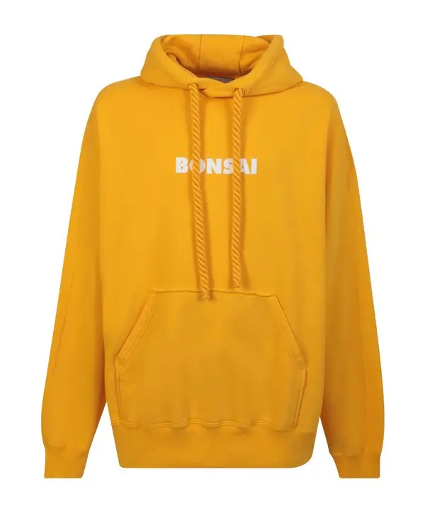 BONSAI Logo Printed Drawstring Hoodie - Orange