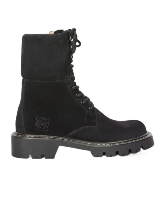 Loewe Sierra Combat Boots In Suede