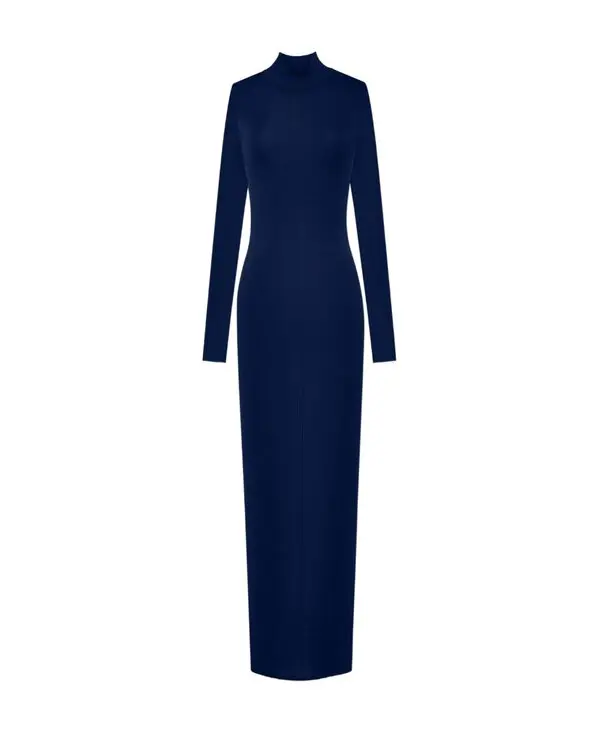 Saint Laurent High Neck Long-sleeved Dress