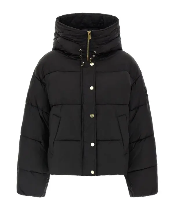 Pinko Zip-up Hooded Jacket With Logo Patch - Black