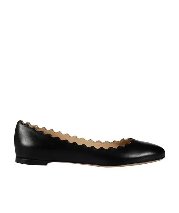 Chloé Scallop-edge Ballerina Flats - Black
