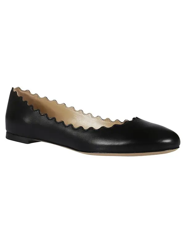 Chloé Scallop-edge Ballerina Flats - Black