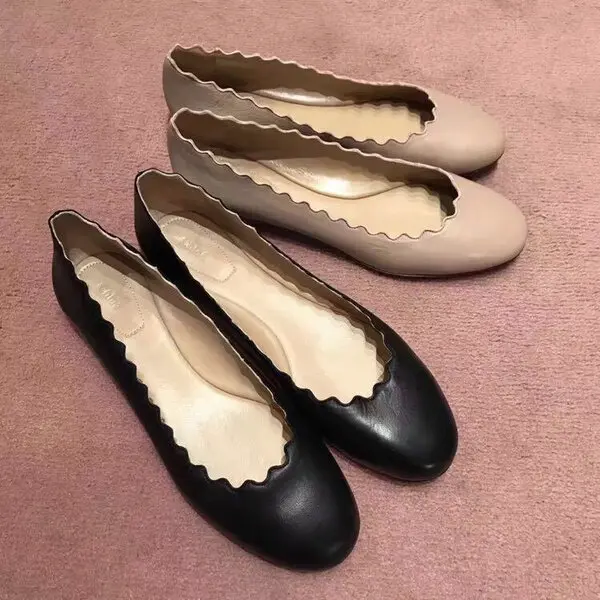 Chloé Scallop-edge Ballerina Flats - Black