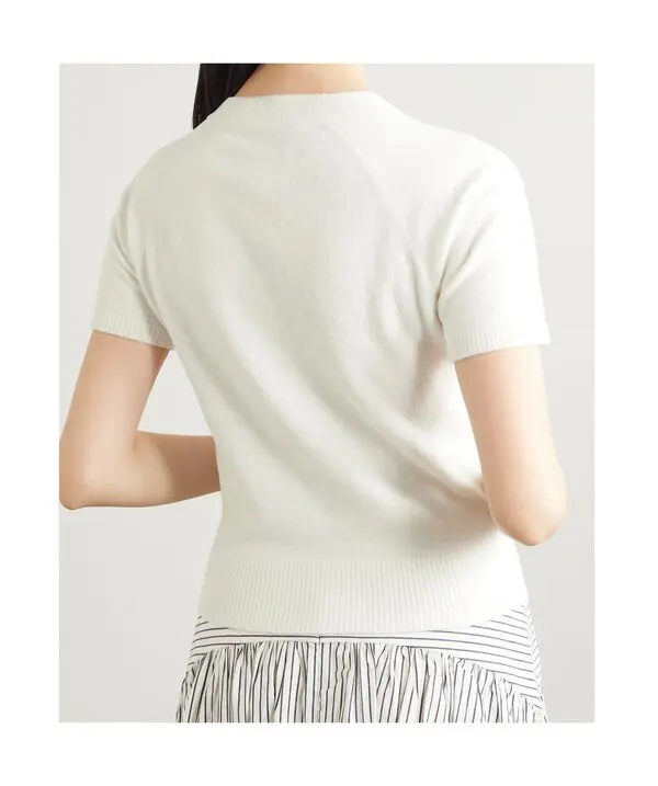 PATOU Logo Detail Short Sleeve Sweater - White