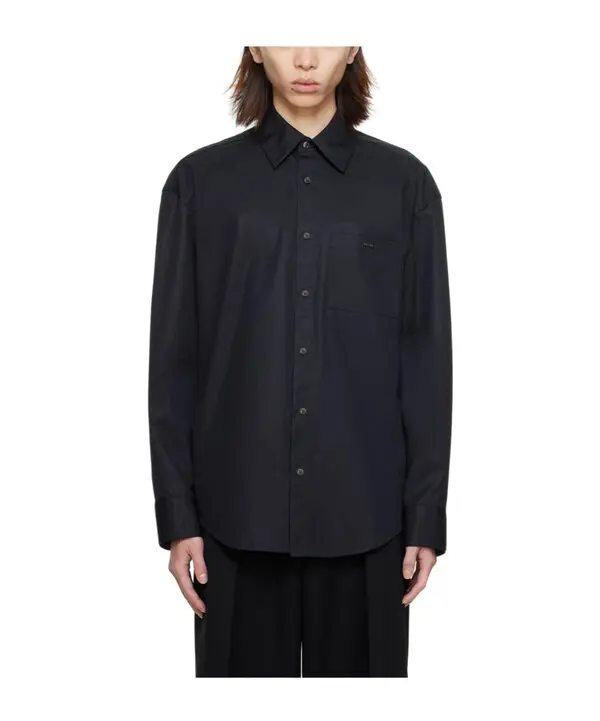 WOOYOUNGMI Point-neck Long-sleeved Shirt
