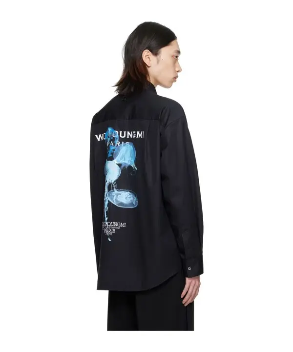 WOOYOUNGMI Point-neck Long-sleeved Shirt