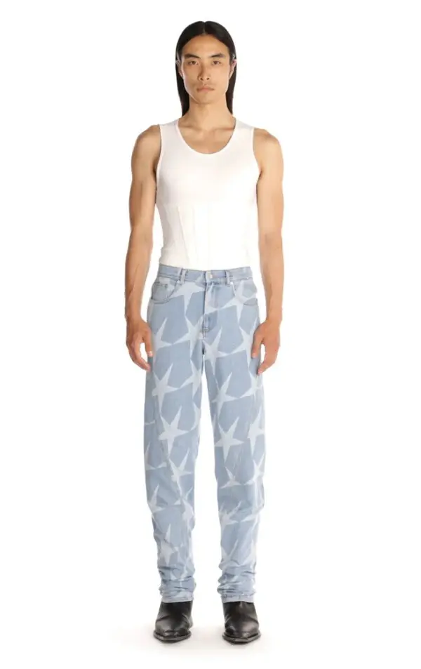 MUGLER Star-print Low-rise Tapered Jeans