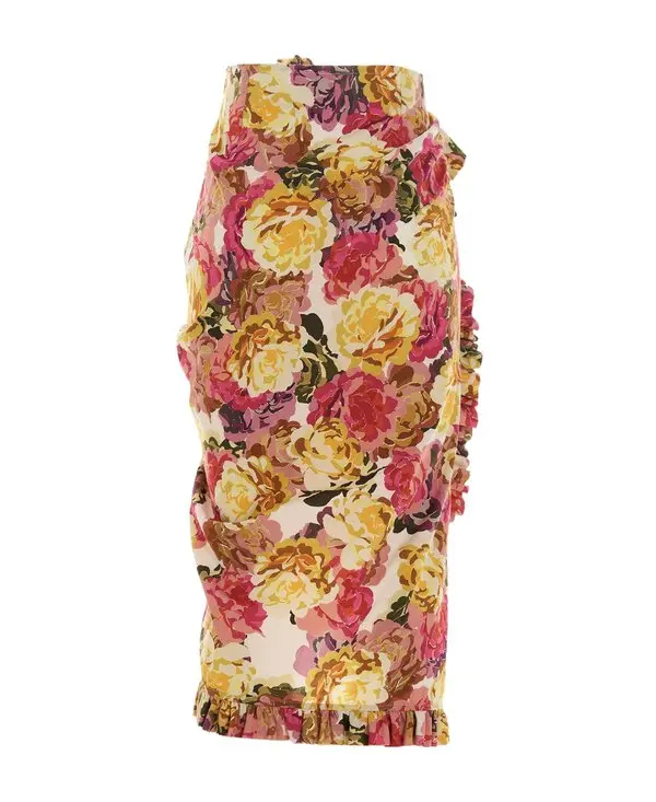 Dries Van Noten Floral Print Ruffle Skirt