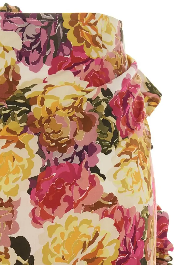 Dries Van Noten Floral Print Ruffle Skirt