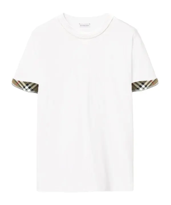 Burberry Check Trim Cotton T-shirt - White
