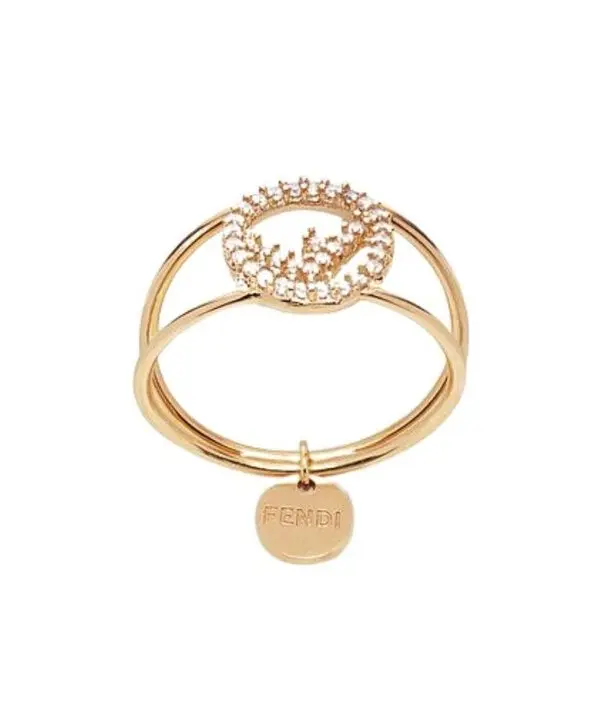 Fendi Embellished Ring With Pendant - Yellow