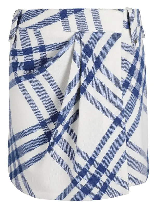 Burberry Checked Pleated Mini Skirt - White