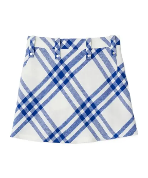 Burberry Checked Pleated Mini Skirt - White