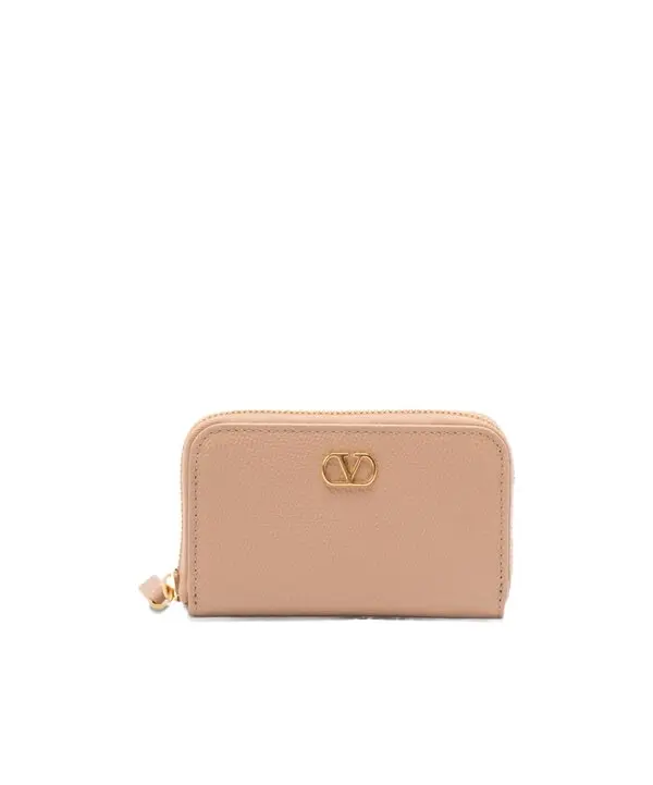 Valentino Garavani Vlogo Signature Zip-up Wallet - Nude