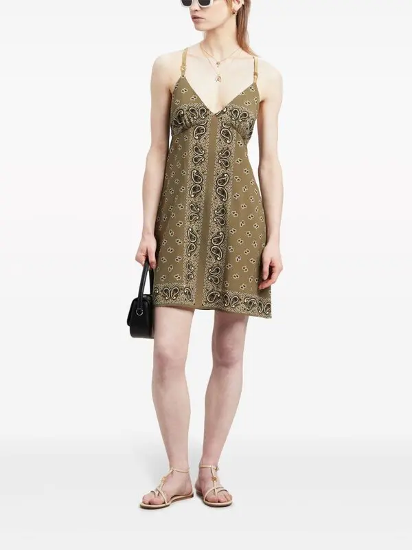 Palm Angels Paisley Printed V-neck Slip Dress