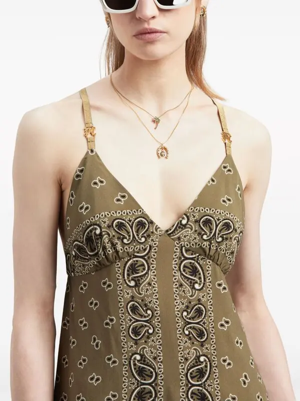 Palm Angels Paisley Printed V-neck Slip Dress
